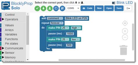 getting started with blocklyprop solo learn parallax