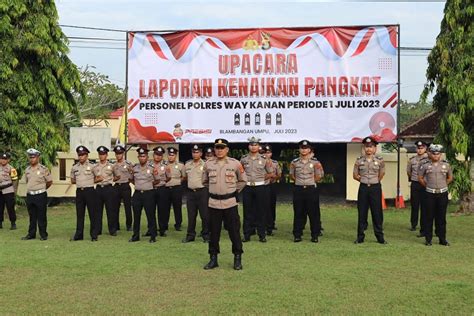 Kapolres Way Kanan Pimpin Upacara Laporan Kenaikan Pangkat Periode 1