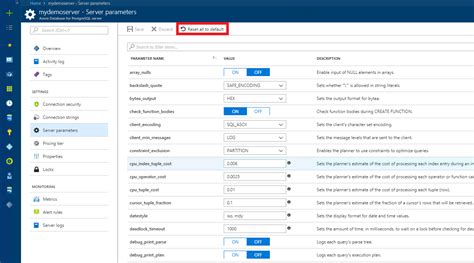 configure server parameters azure portal azure
