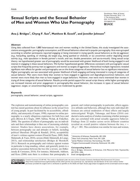 pdf sexual scripts and the sexual behavior of men and women who use