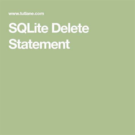 sqlite delete statement online tutorials