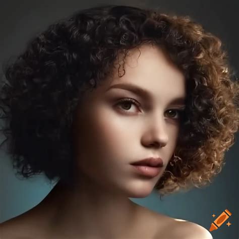 Realistic Portrait Of A Woman With Short Curly Hair