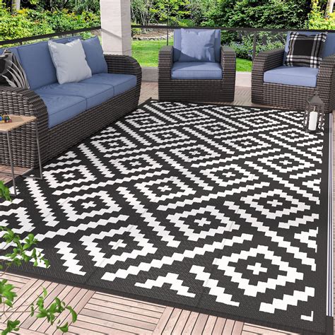Genimo Outdoor Rug Patio Clearance 9x12 Waterproof Mat Reversible