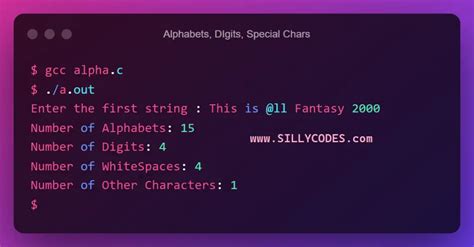 count number of alphabets digits and special characters in string in c