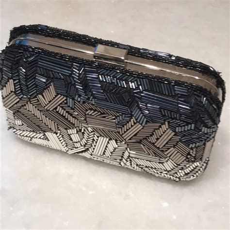 Zara Bags Rare New Zara Ombre Tube Beaded Box Clutch Metallic