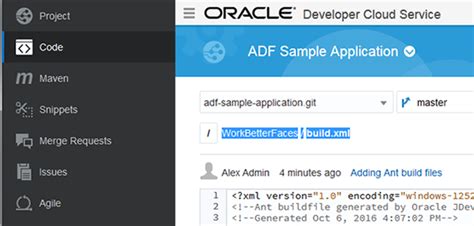 building oracle adf applications with ant using oracle developer cloud