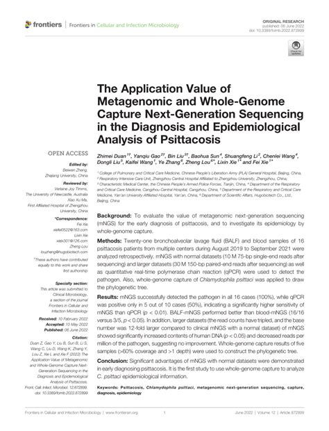 Pdf The Application Value Of Metagenomic And Whole Genome Capture