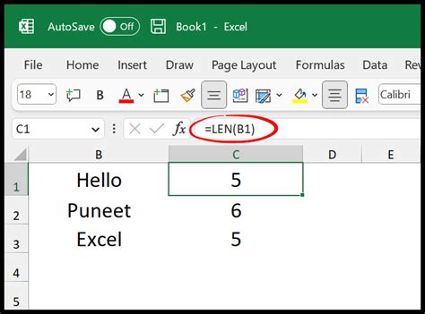 how to count characters in excel cell and range