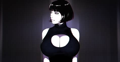 Wallpaper Anime Girls Short Hair Big Boobs Dark Hair 2560x1340