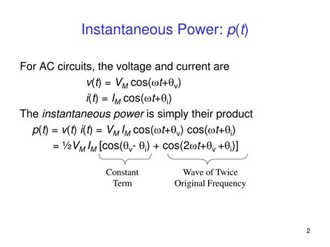 Ppt Instantaneous Power Average Power Rms Examples Powerpoint