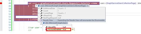no sufficient data content of user when calling microsoft graph