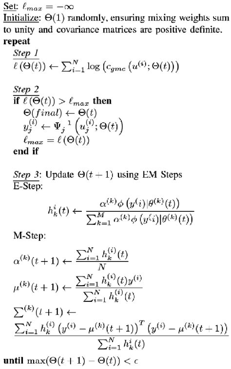 an em algorithm for the estimation of gmcm parameters step 1 computes
