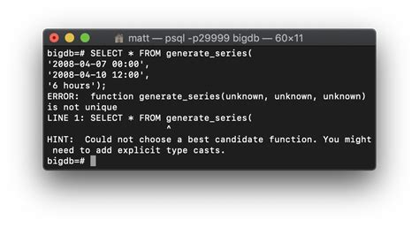 generate series in postgresql