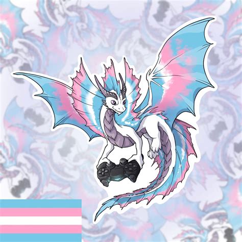 Trans Pride Dragon Sticker Transgender Dragon Sticker Etsy
