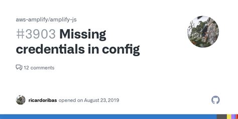 missing credentials in config · issue 3903 · aws amplify amplify js