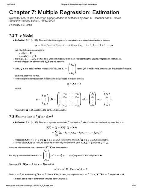 Chapter 7 Multiple Regression Estimation 7 2 The Model Pdf