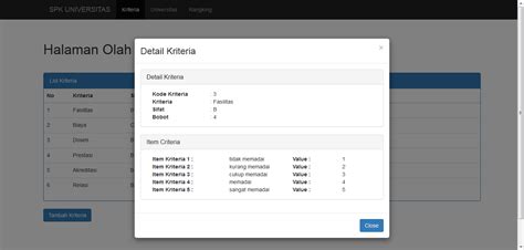 source code metode saw pada spk pemilihan universitas dengan php dan ci