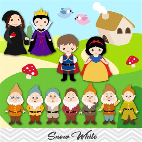 Snow White Clip Art Seven Dwarves Clipart Tracy Digital Design