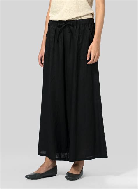 Linen Full Elastic Wide Leg Culottes Plus Size
