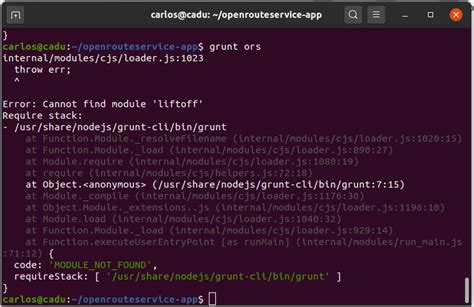 cannot find module liftoff openrouteservice