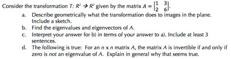 Solved Consider The Transformation T R 2 Rightarrow R 2