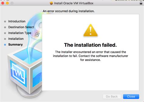 fixing ‘the installation failed virtualbox error on mac high sierra