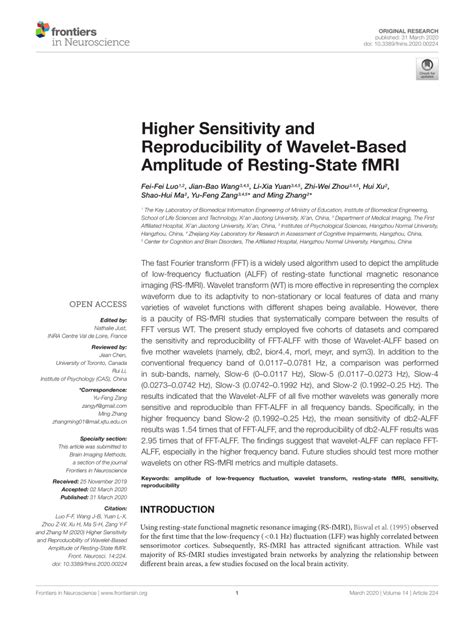 Pdf Higher Sensitivity And Reproducibility Of Wavelet Based Amplitude