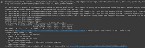 exception weights yolov3 spp ultralytics pt missing · issue 2020