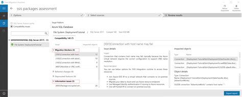 create an ssis migration assessment with the data