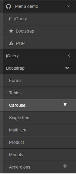 bootstrap sidebar menu with submenu on hover