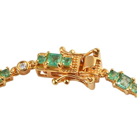 Buy Ethiopian Emerald And Moissanite Bracelet In Vermeil Yellow Gold