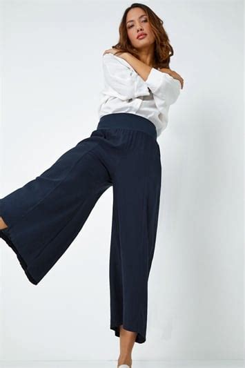 Natural Linen Blend Stretch Waist Culottes Roman Uk