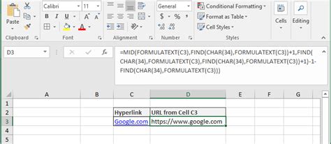 vba extract url from excel hyperlink formula stack overflow