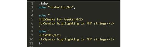 How To Do Html Syntax Highlighting Inside Php Strings Geeksforgeeks