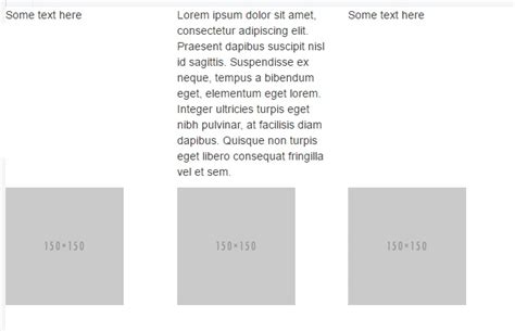 html how to align images under variable heights of text while