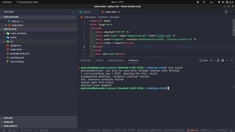 reactjs vite build gives qsocketnotifier can only be used with