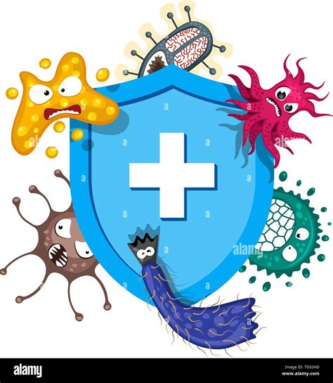 Immune System Concept Hygienic Medical Blue Shield Protecting From