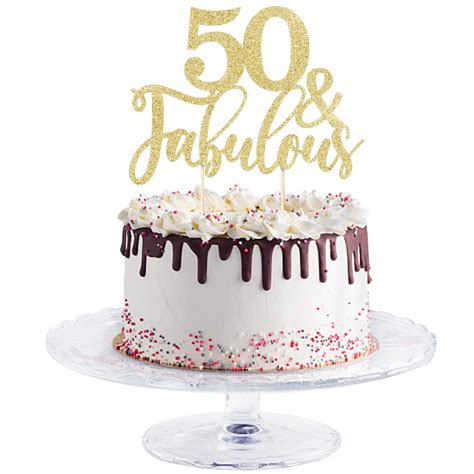 Buy Golden Glitter 50 And Fabulous Cake Topper 50 Birthday Cake Topper