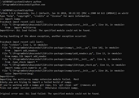 numpy i cant load python libraries in cmd but they work in anaconda