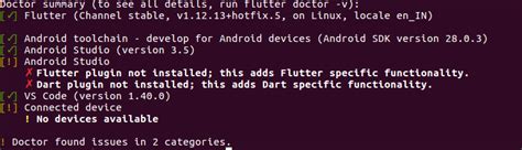 the command flutter doctor cannot locate flutter and dart plugins