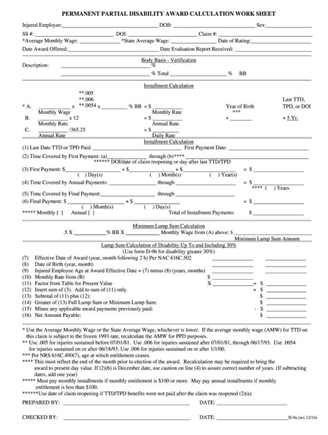 permanent disability in nevada workers compensation claims form fill