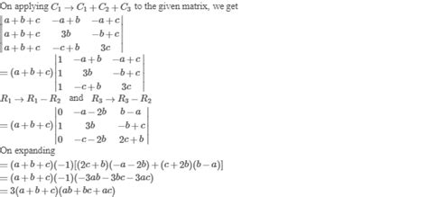 using properties of determinant prove that 3a a b a c b