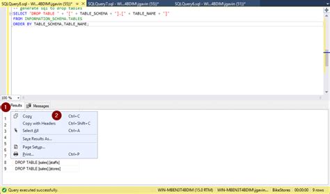 drop all tables sql server
