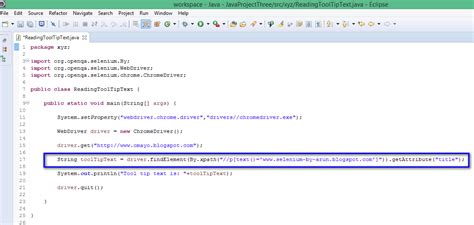 selenium by arun reading tool tip text using getattribute method of