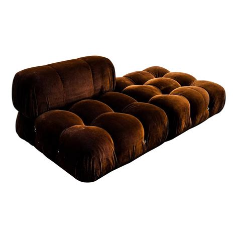 Mario Bellini Brown Velvet Camaleonda Lounge Chair And Pouf For Bandb