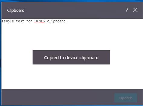 how to copy paste text with clipboard when using html5 client