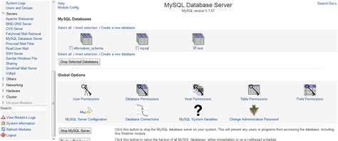 how to install mysql and php with webmin and centos 6