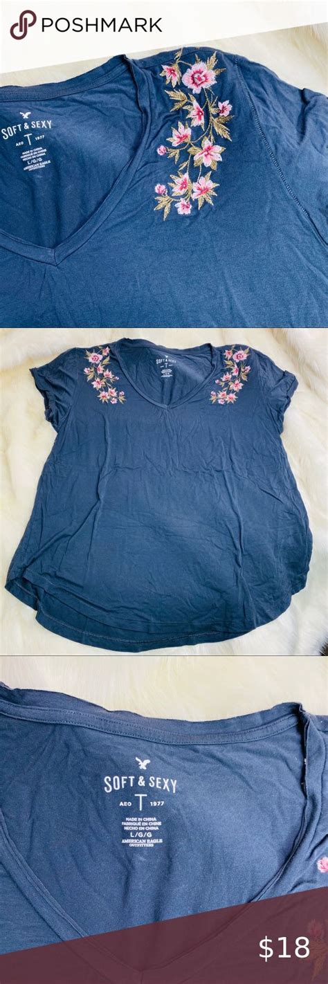 American Eagle 🦅soft And Sexy T Shirt Embroidered Embroidered Shirt