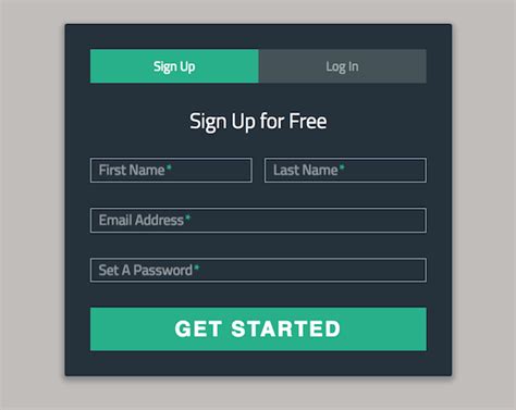 css registration forms templates