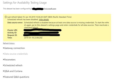 solved scheduled refresh failed missing credentials d